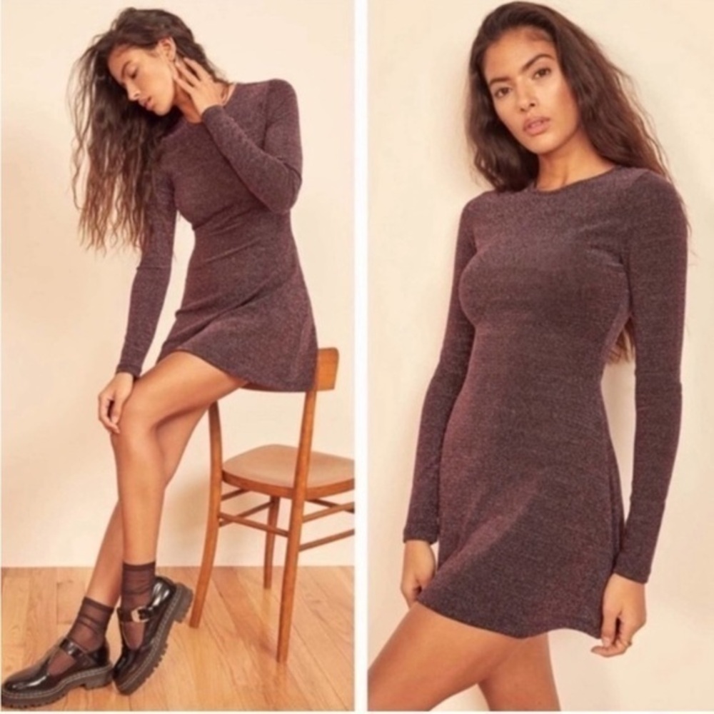 Reformation Riley Dress Blush Sparkle Metallic Mini S… - Gem